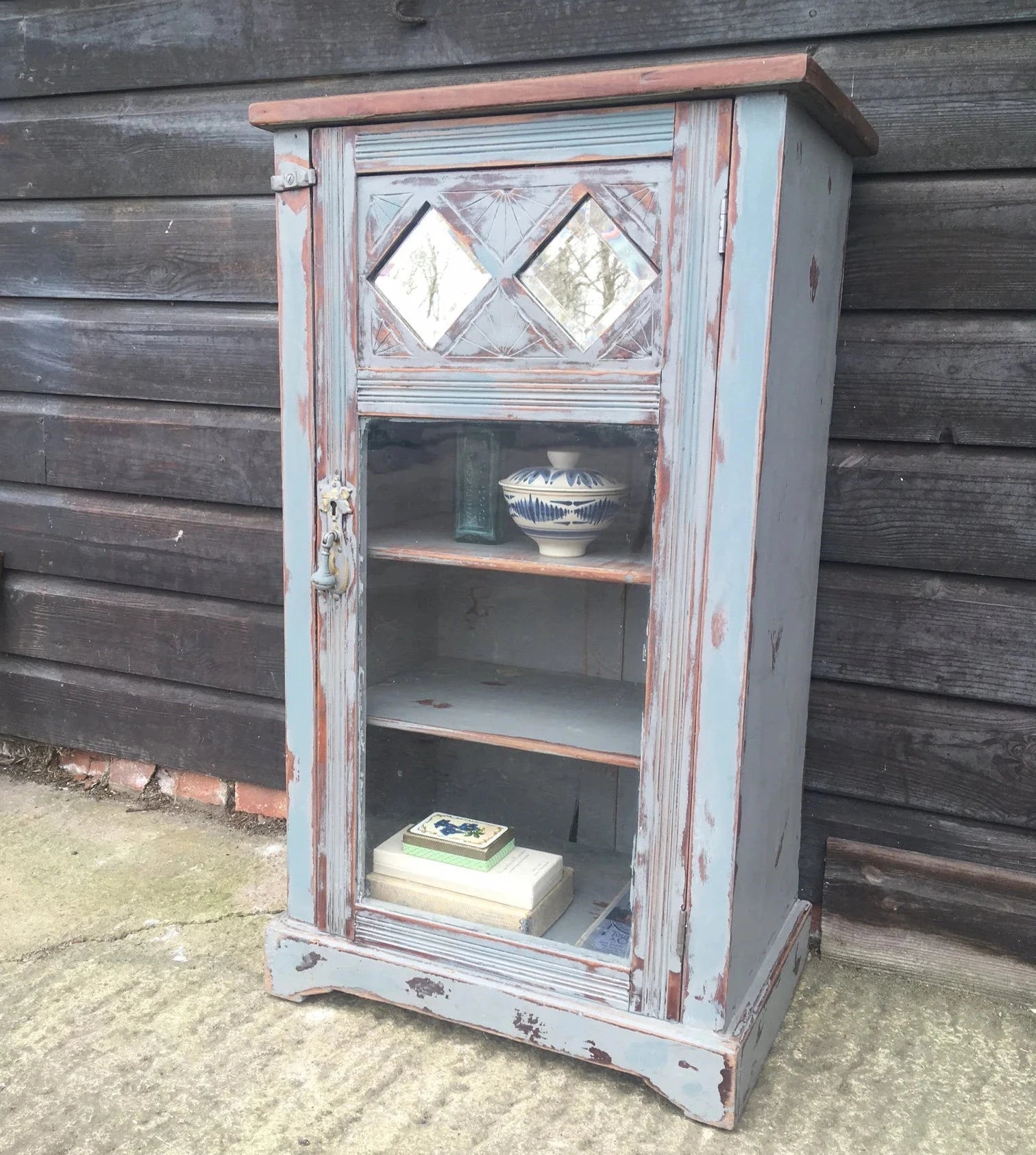 Small Grey Vintage Cupboard – Dovetail Vintage Co